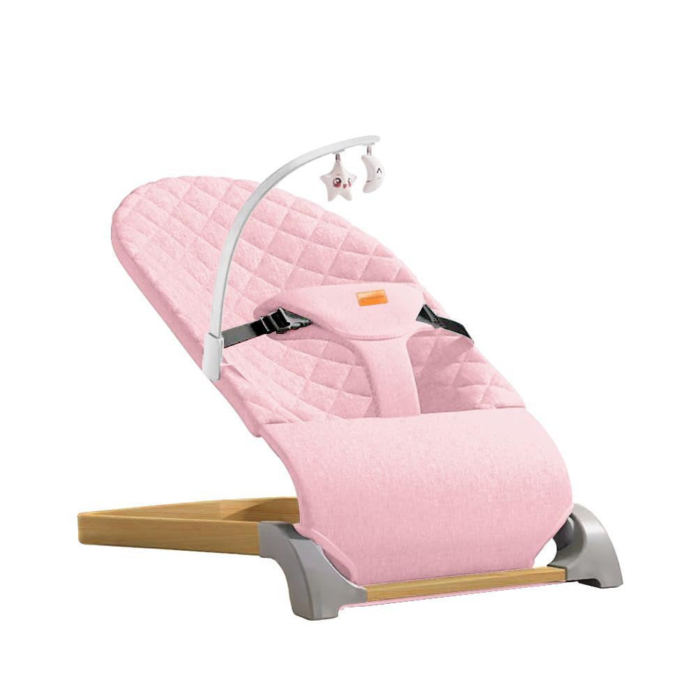 Ergonomic Quilted Baby Bouncer & Rocker With Removable Toy Bar, Adjust ...